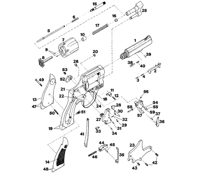 70 SMITH & WESSON REVOLVER EXPLODED Parts Diagram Auto Pistol Gun ...