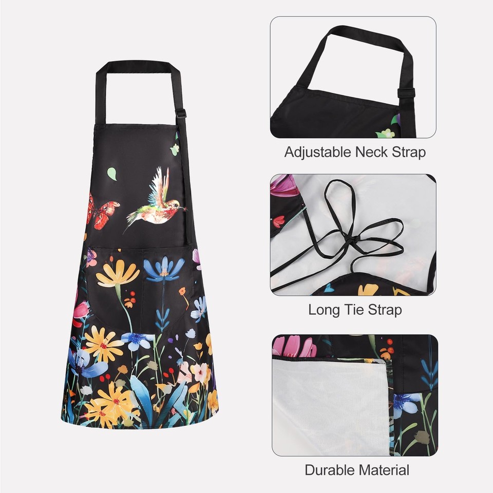 IHFAIO Floral Apron Women 2 Pack Aprons for Women with Pockets ...