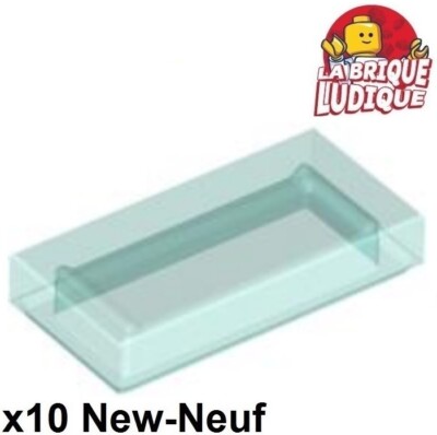 Lego 10x Tile plaque lisse 1x2 with Groove bleu clair trans light blue ...