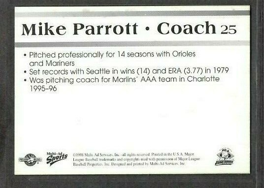 1998 Multi-Ad #25 Mike Parrott South Bend Silver Hawks Signed Autograph ...