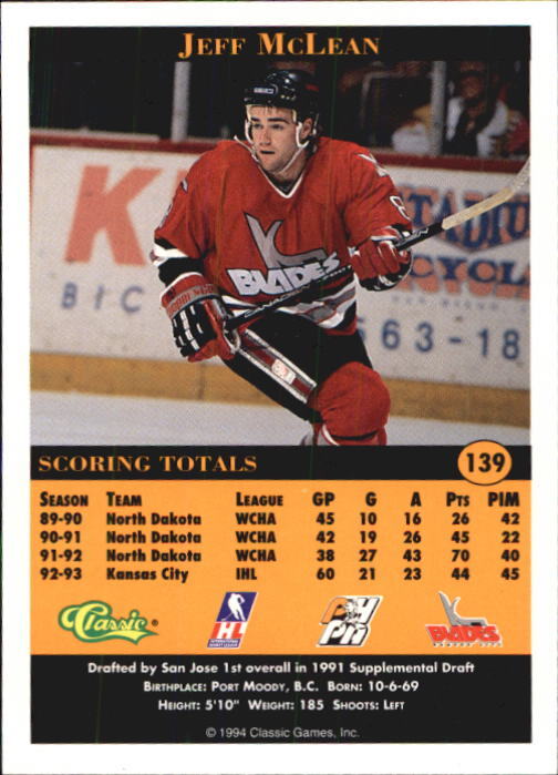 1994 Classic Pro Prospects #139 Jeff McLean | eBay