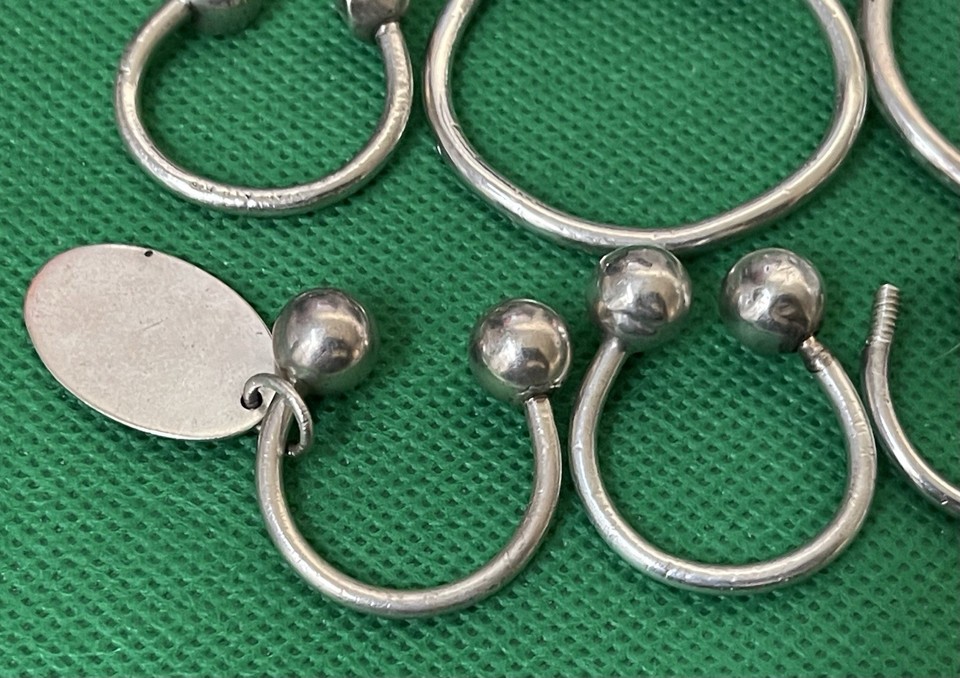 Lot of 6 Scrap Repair Sterling Silver .925 KeyChain KeyRings 44.4 Grams ...