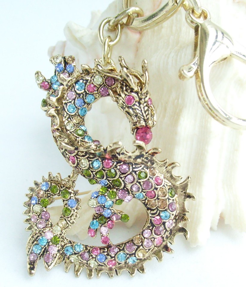 Unique Animal Dragon Keychain Austrian Crystal Pendant Art Decoration ...