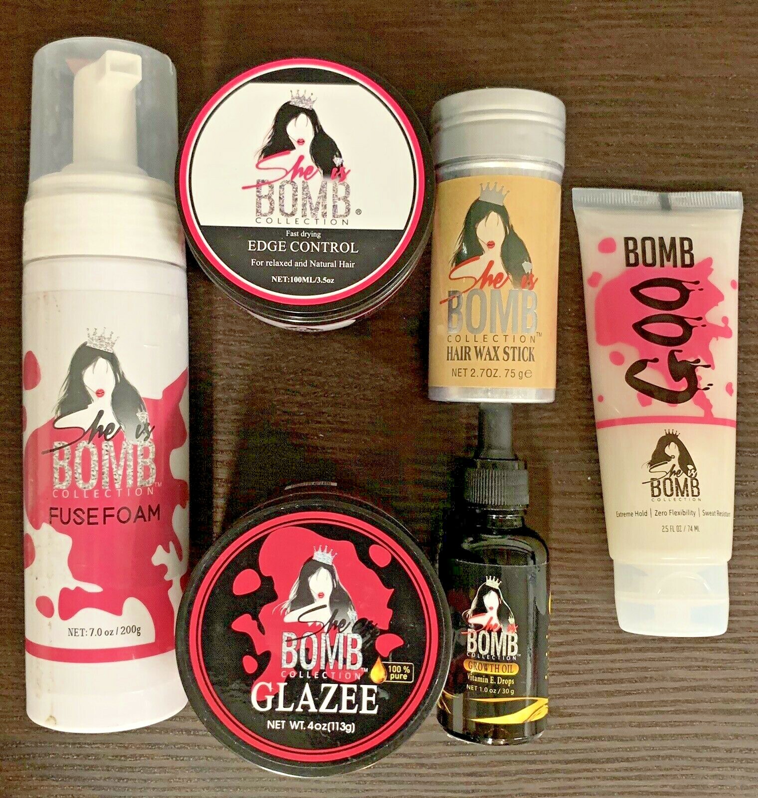FULL SET OF She Is Bomb Collection Edge Control &Wax Stick Set & Oil ...