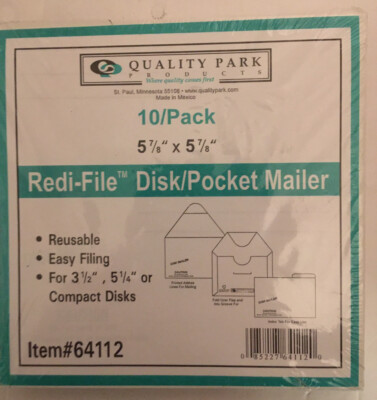 Quality Park Redi-File Disk Pocket Mailer, 6 x 5-7/8, 10 Mailers ...