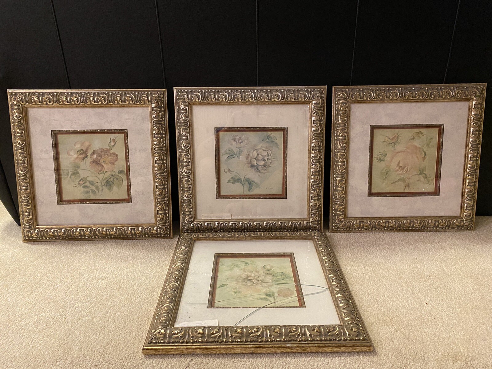 Cheri Blum Floral Framed Prints with Backing (17 x 17) Complete Set Of ...