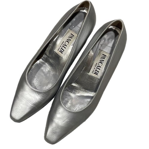 PANCALDI Italy Womens Chic Leather Heels Pumps Shoes Matt Silver Size 7 ...