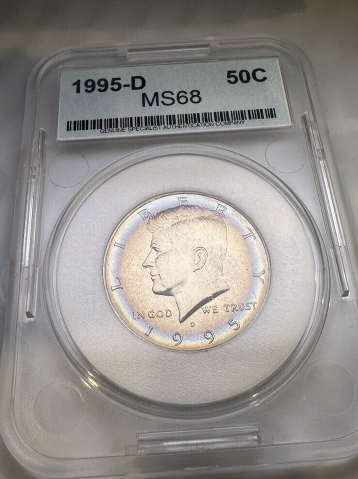 1995-D JFK GEM BU Half Dollar ~ EPIC Natural Blue Tone! ~ Awesome Coin ...