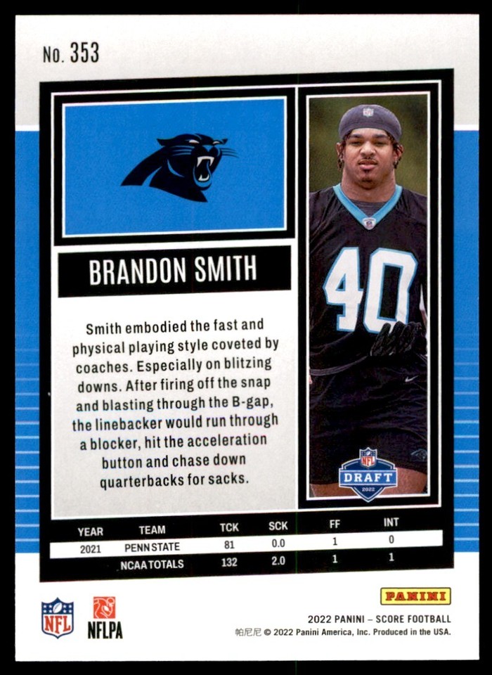 2022 SCORE BRANDON SMITH PENN STATE #353 | eBay