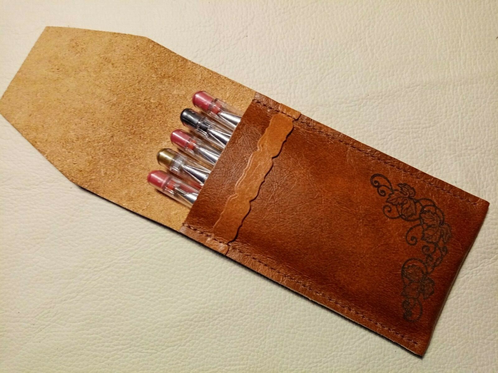 Real leather pencil case with laser engraving. | eBay UK