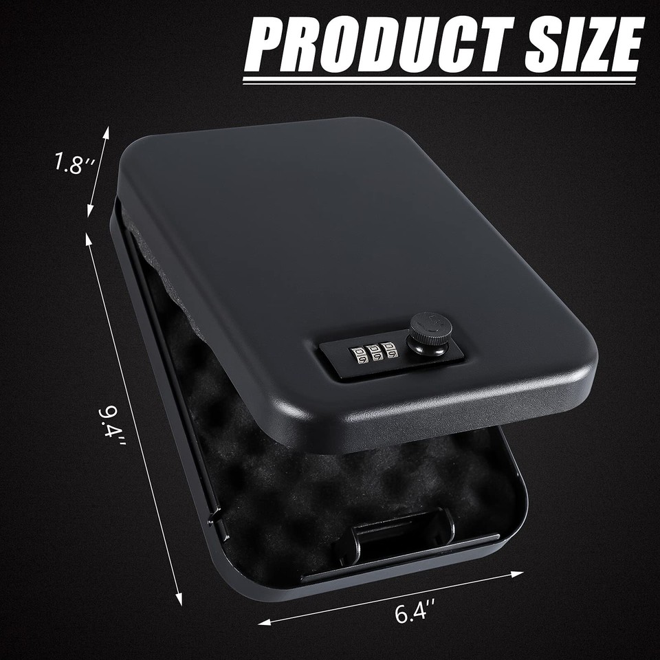 Car Gun Safe for Pistols, Gun Lock Box with Combination Lock, Handgun ...