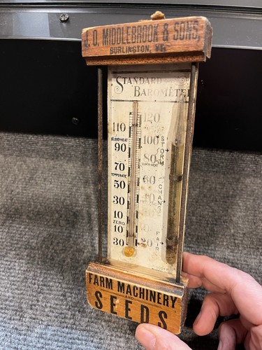 Antique 1890s Burlington Vermont Advertising Thermometer JD Middlebrook ...
