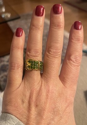 Gold Over 925 Sterling Silver Wide Buckle Ring With Diopside Stones ...
