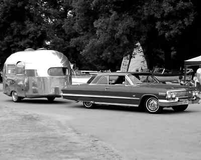 1963 CHEVROLET Pulling Small AIRSTREAM Trailer Classic Picture Photo ...