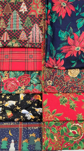 Christmas Holiday Vtg Metallic Floral 9 Fat Quarters Lot Hoffman ...
