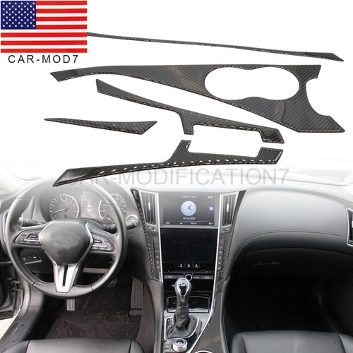 For Infiniti Q50 Q60 2014-2019 Real Carbon Fiber Interior Trim Cover 3 ...