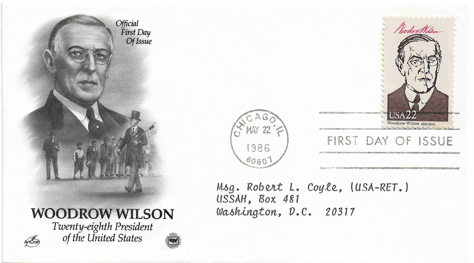 STAMP US SCOTT 2218i "President Woodrow Wilson" 22 CENT 1986 FDC - A | eBay