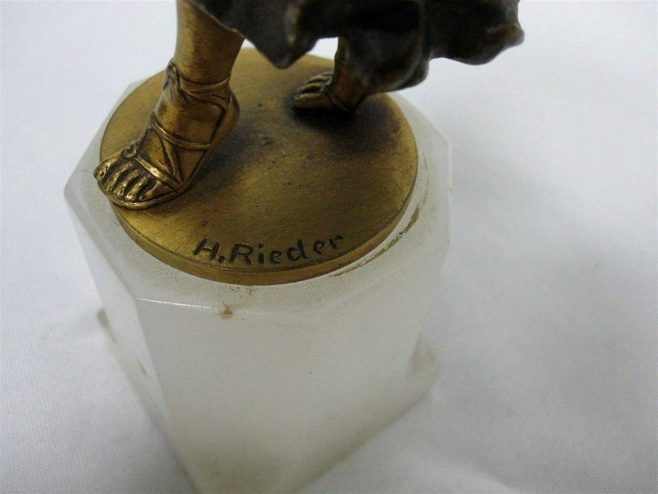 HANS RIEDER BRONZE ART DECO NUDE WOMAN FIGURINE on MARBLE BASE ~ 8 1/4 ...