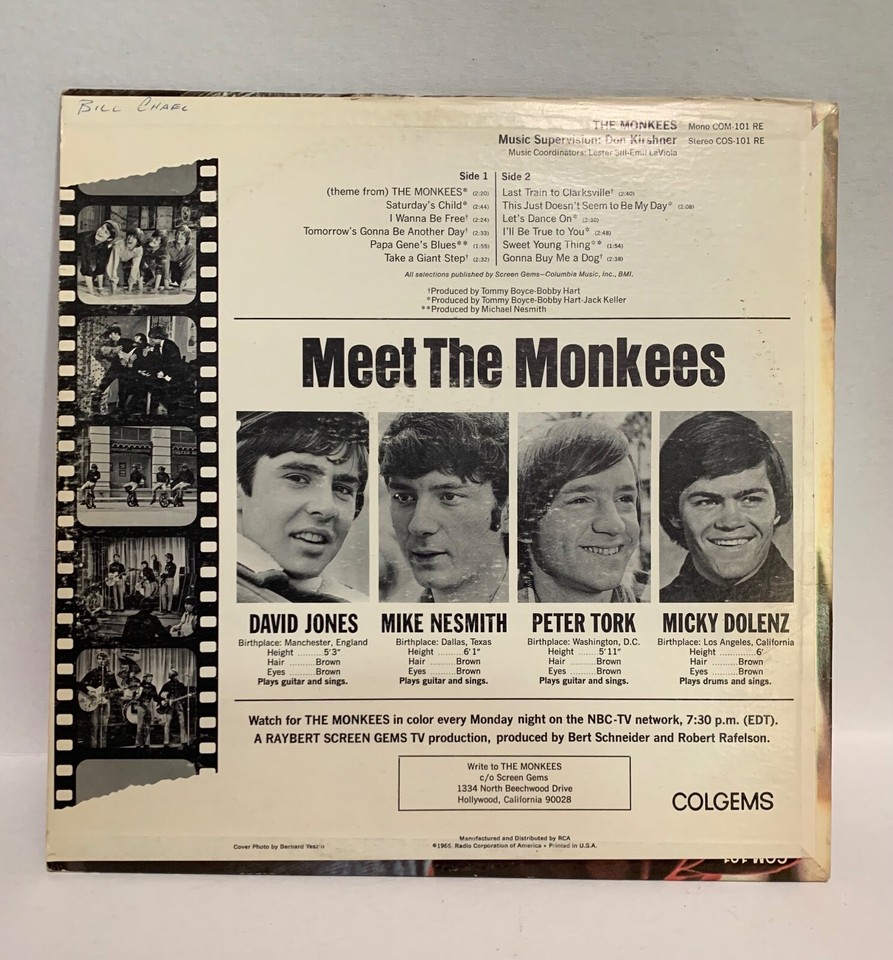 Original 1966 Pop Sensation Group The Monkees 1st Record "Monkees ...