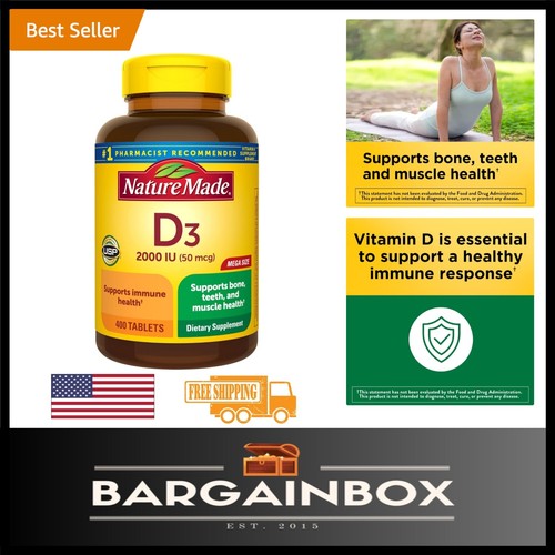 Gluten-Free Vitamin D3 2000 IU Tablets - 400 Tablets for Daily Health ...