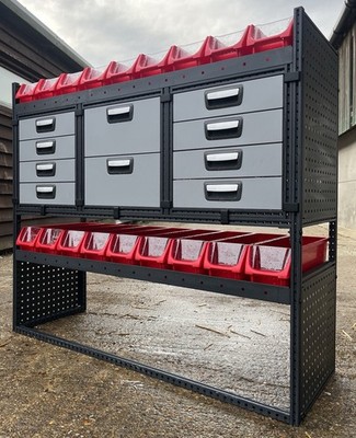 VAN RACKING SHELVING SHELF DRAWERS DRAWS LIN BINS MODUL TEVO BOTT ...