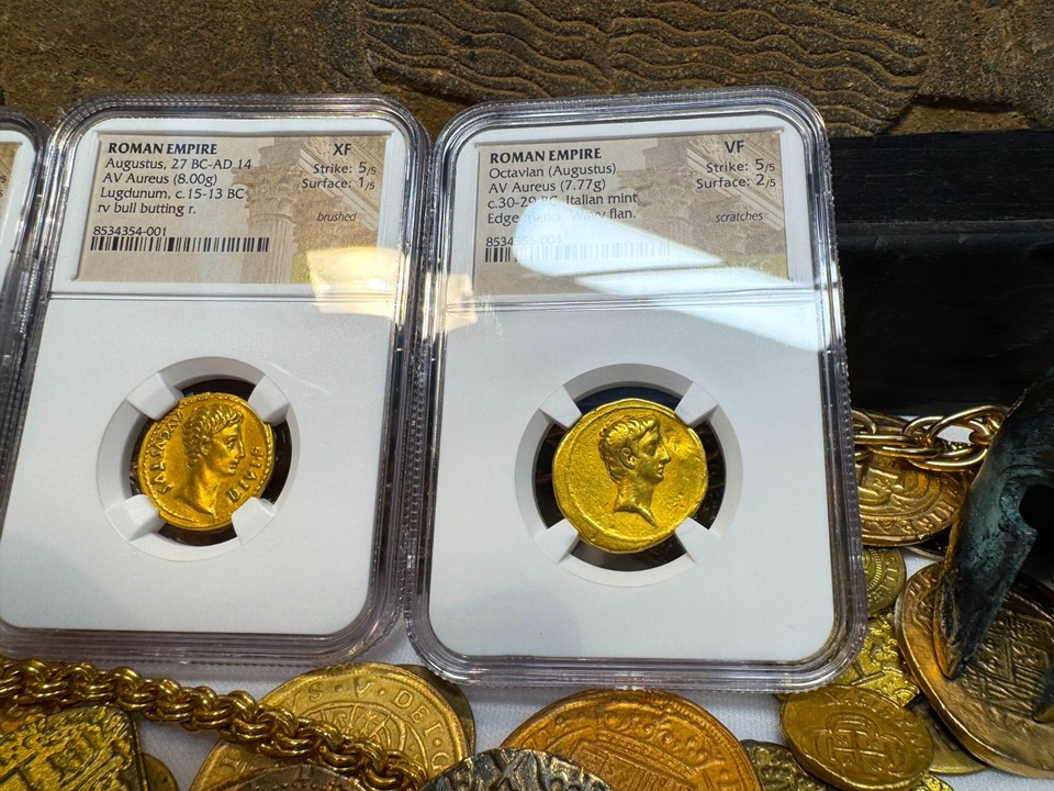 ROMAN EMPIRE "OCTAVIAN" AUREUS 30-29BC NGC CH VF 5x2 CAESAR ANCIENT ...