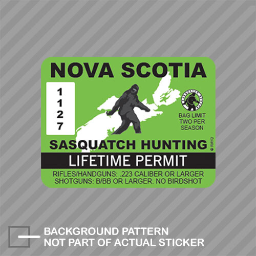 Nova Scotia Sasquatch Hunting Permit Sticker Decal Vinyl Bigfoot Vinyl ...