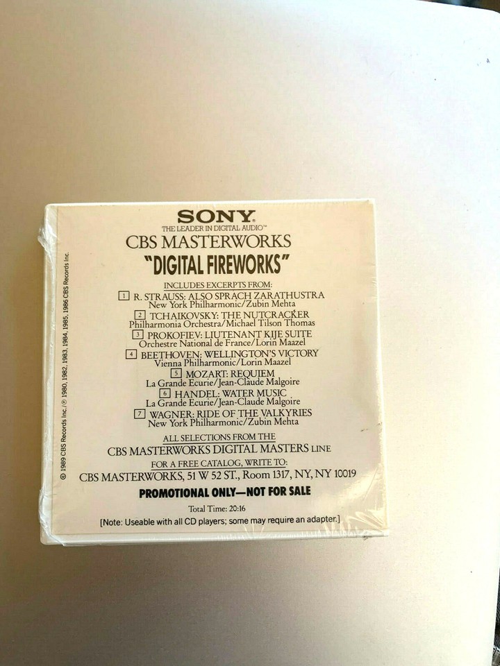 RARE PROMO 1989 Sony CBS MASTERWORKS Classical MINI 3 INCH CD single ...