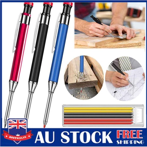 1/2/3PCS Carpenter Pencil Set with Refill Leads Woodworking Deep Hole ...