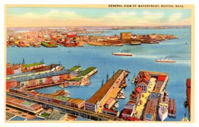 General View of Waterfront Boston Massachusetts Linen Postcard | eBay