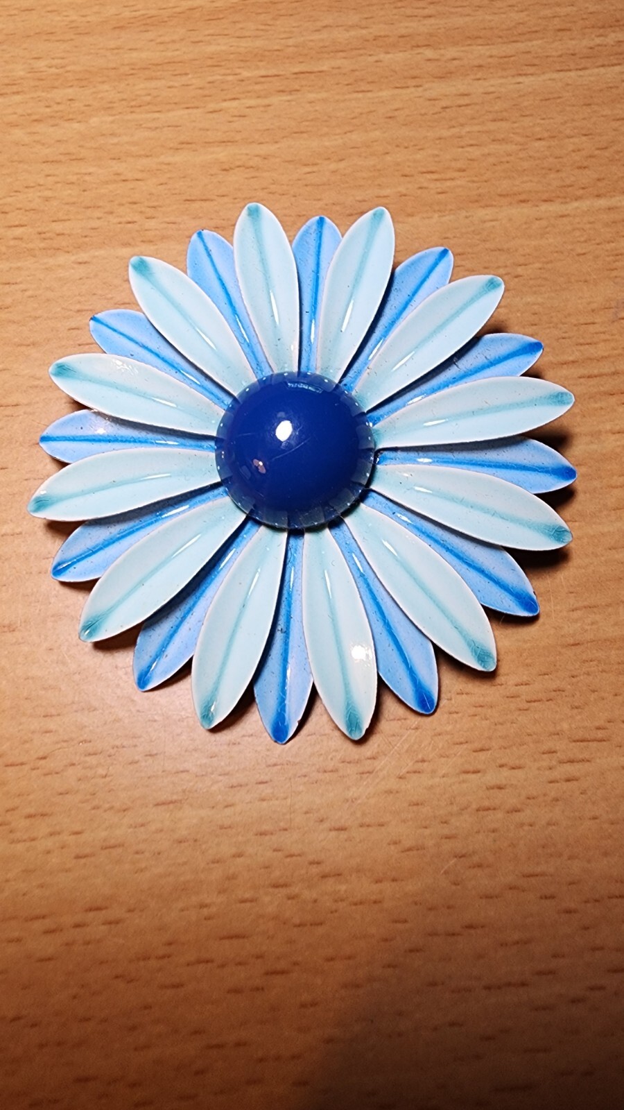 Flower Daisy Layered Blue Enamel Vintage Metal Brooch - Gem
