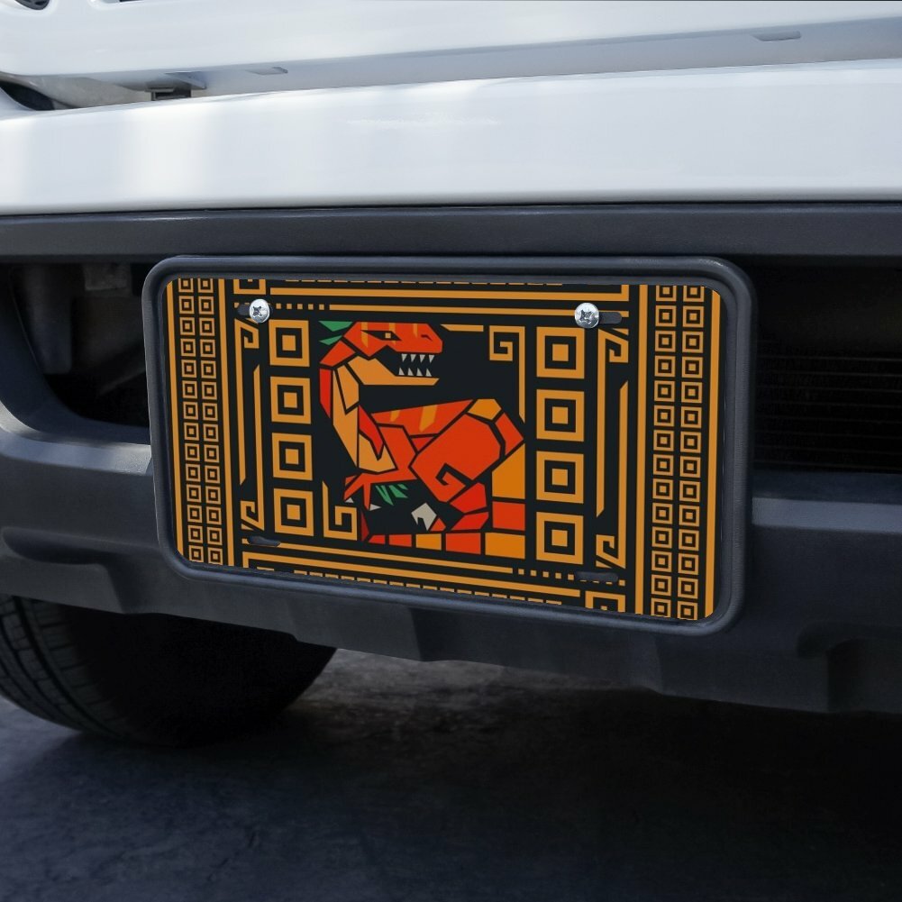Geometric Velociraptor Raptor Dinosaur Metal Vanity Tag License Plate ...