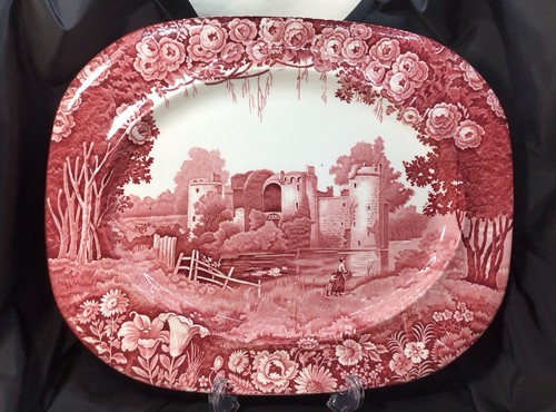 Antique Enoch Wood & Sons Castles “Bodiam”Red Transferware Serving ...