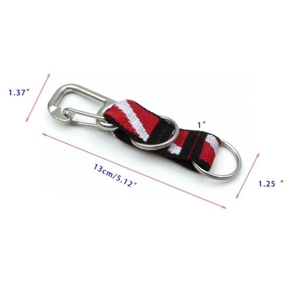 2pcs Scuba Diving Split Ring Connector with Clip and Dive Flag Webbing ...