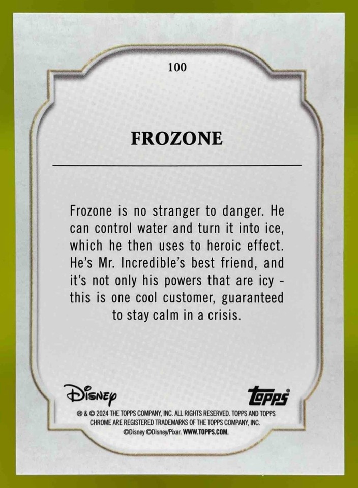 2024 Topps Non-Sport Chrome Disney Frozone Green Refractor /99 #100 | eBay