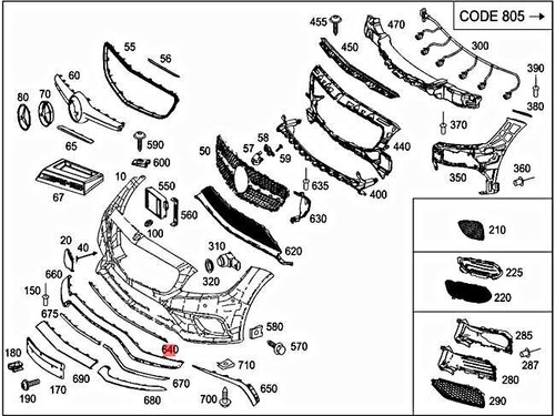 Genuine MERCEDES Cls C218 W218 X218 Radiator grille bottom Trim ...