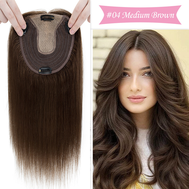 Clip in Remy 100% Human Hair Topper Toupee Women Hairpiece Wiglets 150% ...