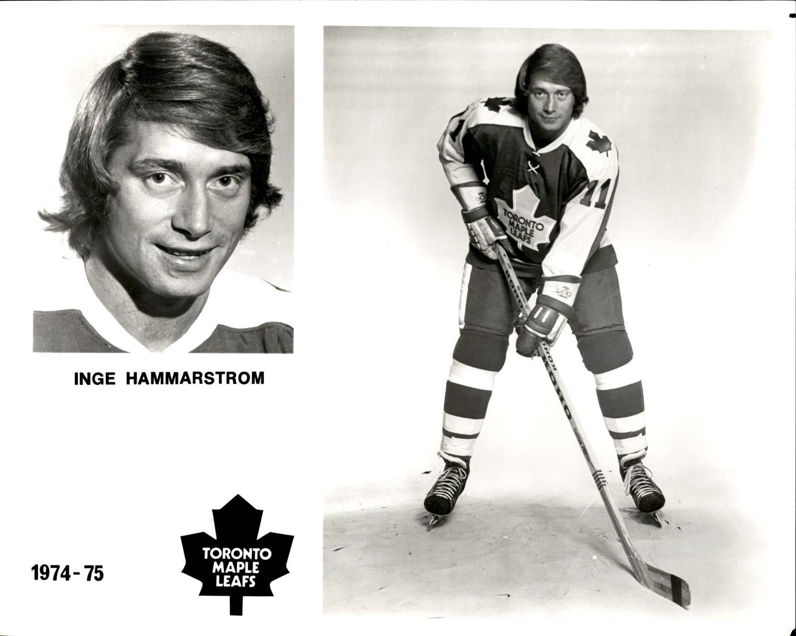 PF2 Original Photo INGE HAMMARSTROM 1974-75 TORONTO MAPLE LEAFS HOCKEY ...