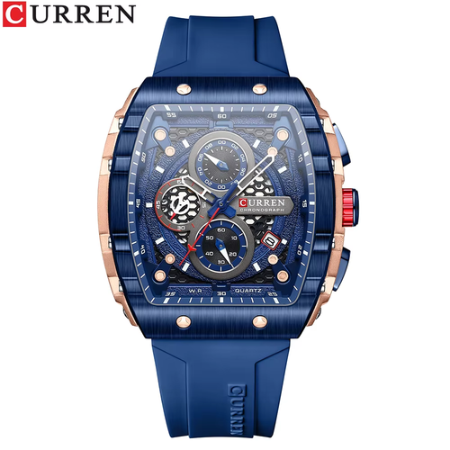 CURREN Men’s Luxury Square Chronograph Watch– 47mm 3 ATM Luminous ...