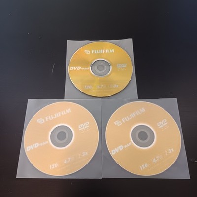3 pc. Fuji film DVD RAM 120 min 4.7 GB 2-3x rewritable blank discs ...