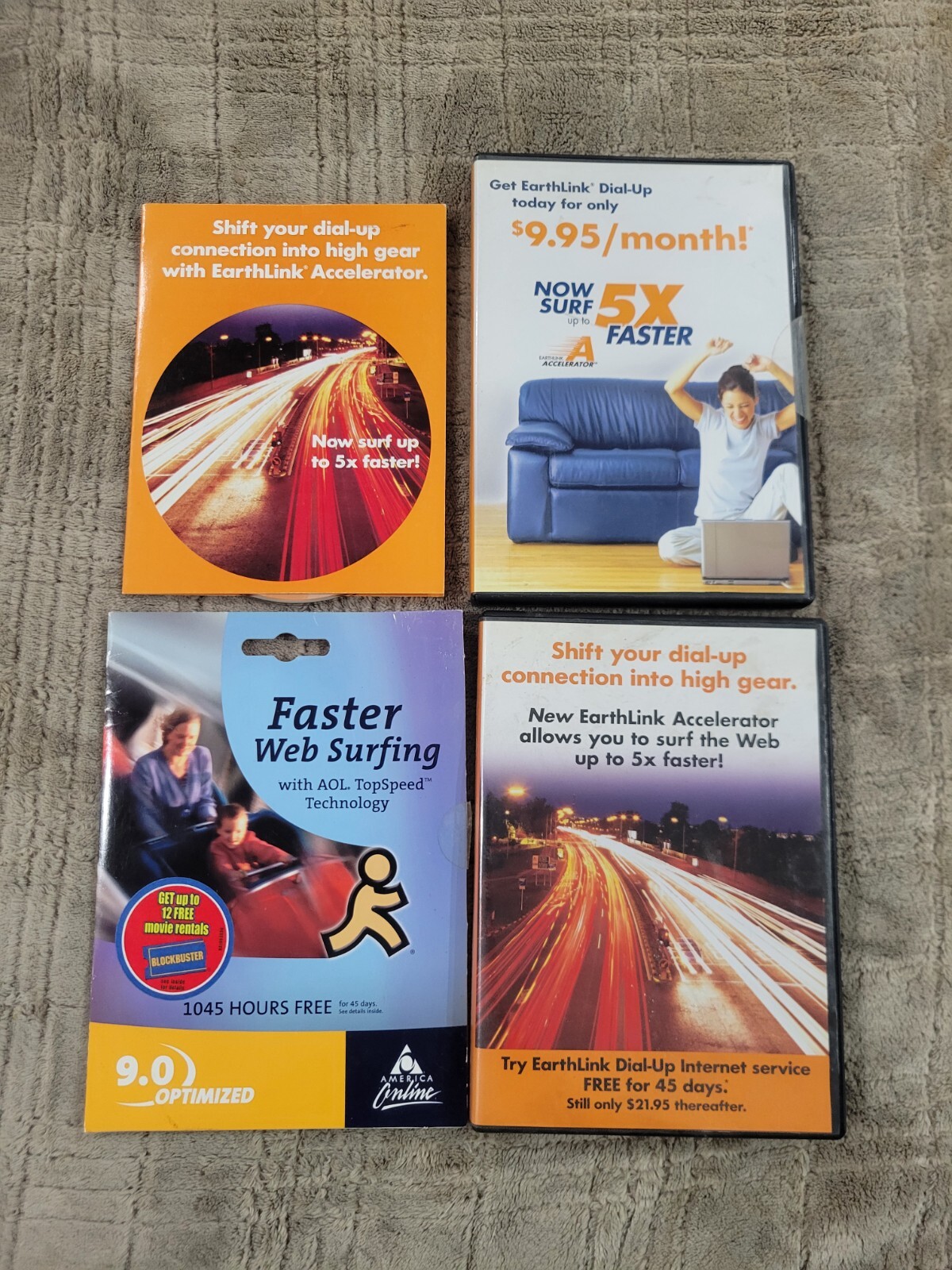 Vintage Lot AOL America Online 9.0 (1) & EarthLink (3) Advertising ...