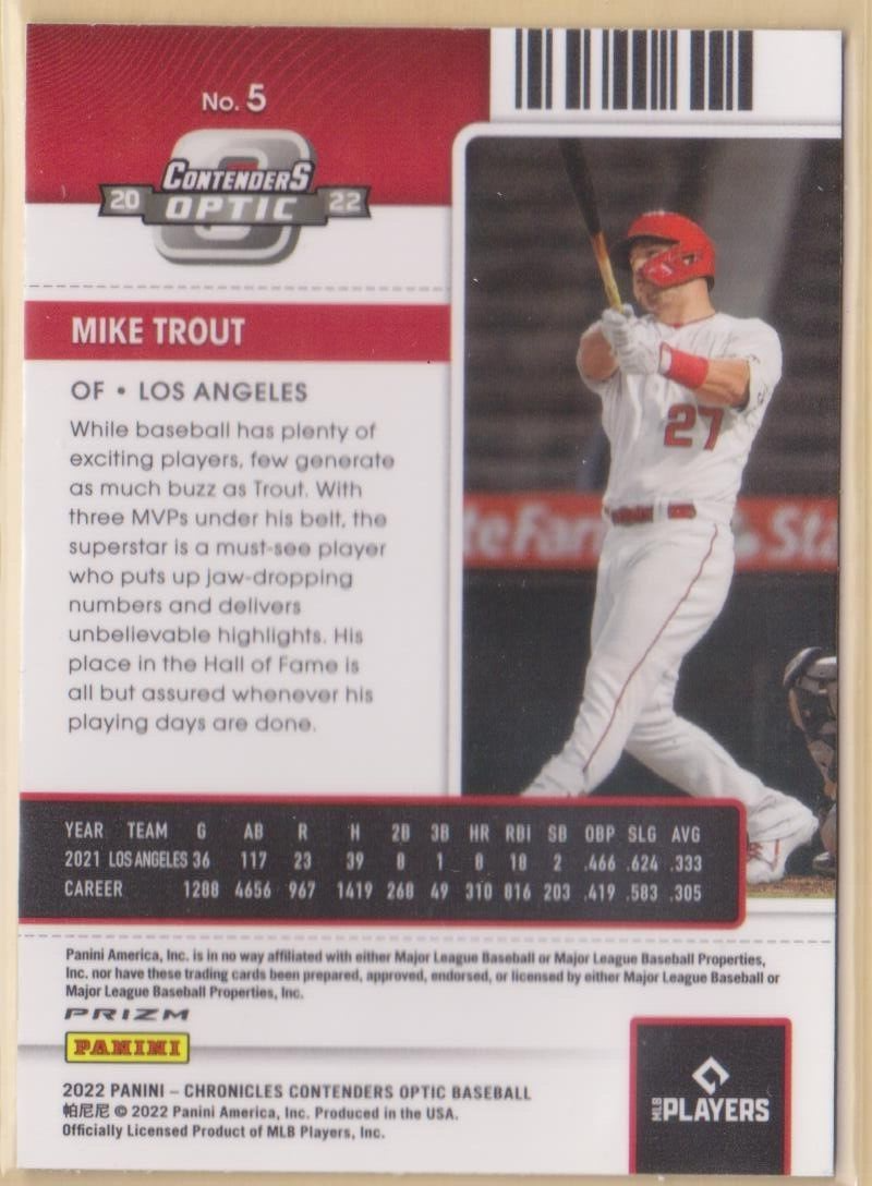 2022 Chronicles Contenders Optic MIKE TROUT Angels Red Building Blocks ...