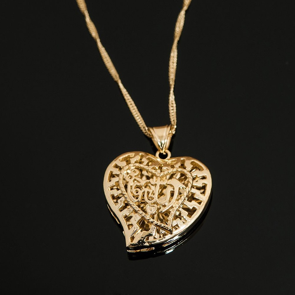 Fashion 18k Gold Plated Heart Allah Islam Pendant Necklace ! Gift ...