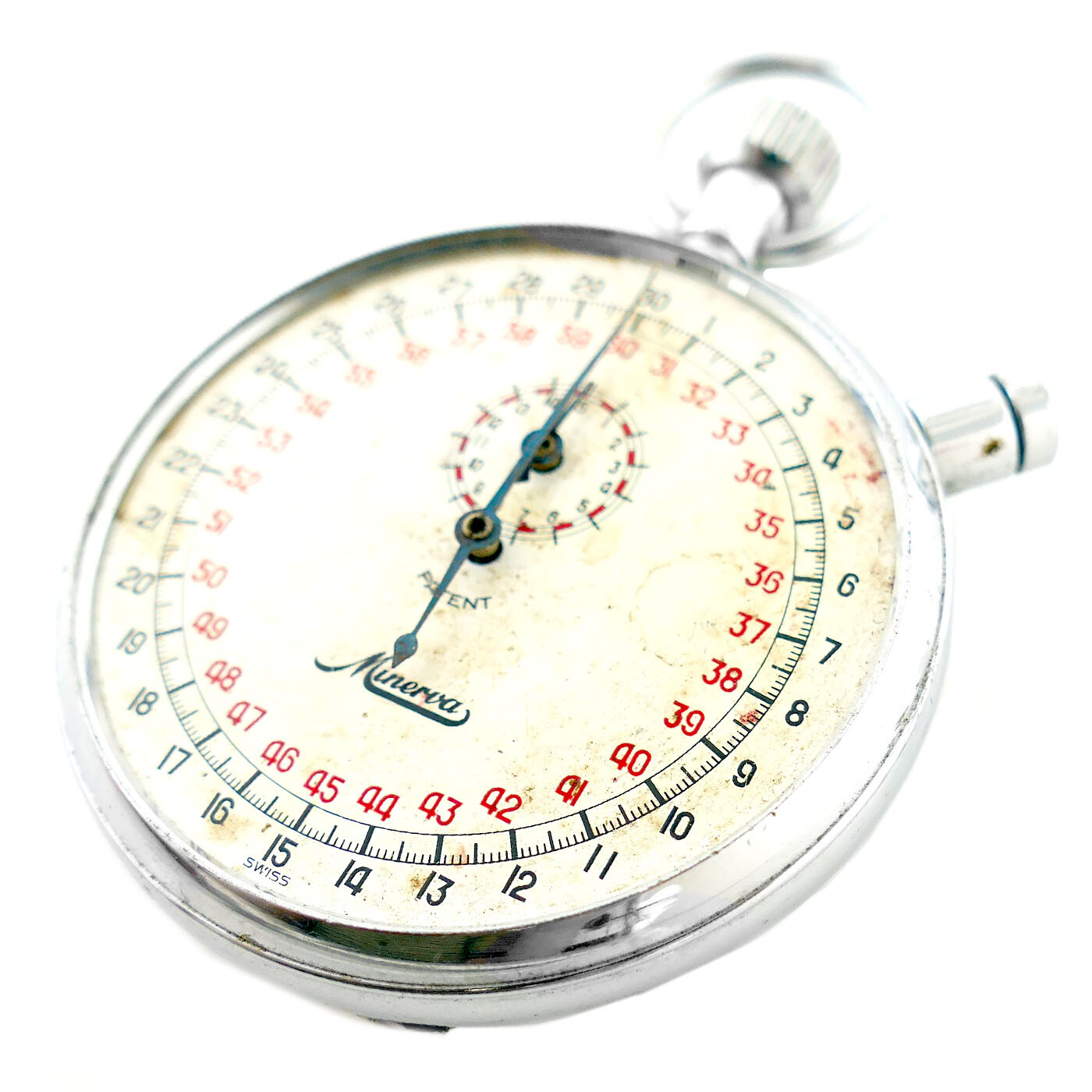 MINERVA PATENT WHITE DIAL STAINLESS STEEL STOPWATCH / TIMER FOR PARTS ...