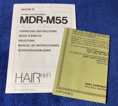 SONY MDR-M55 STEREO HEADPHONES ORIGINAL OPERATING INSTRUCTIONS WARR ...