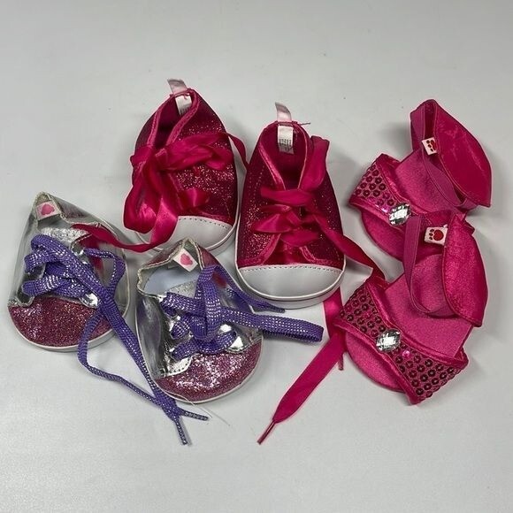 Build A Bear Stuffed Animal Shoes Pink Glitter Heels Sneakers Bundle ...