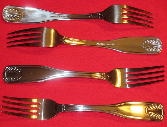 Sysco Surf Sea Shell Design Set 4 Dinner Forks Stainless Flatware (124 ...