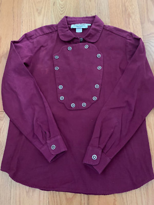 WAH Maker Frontier Bib Shirt Mens Small Maroon Western Vintage Made In ...