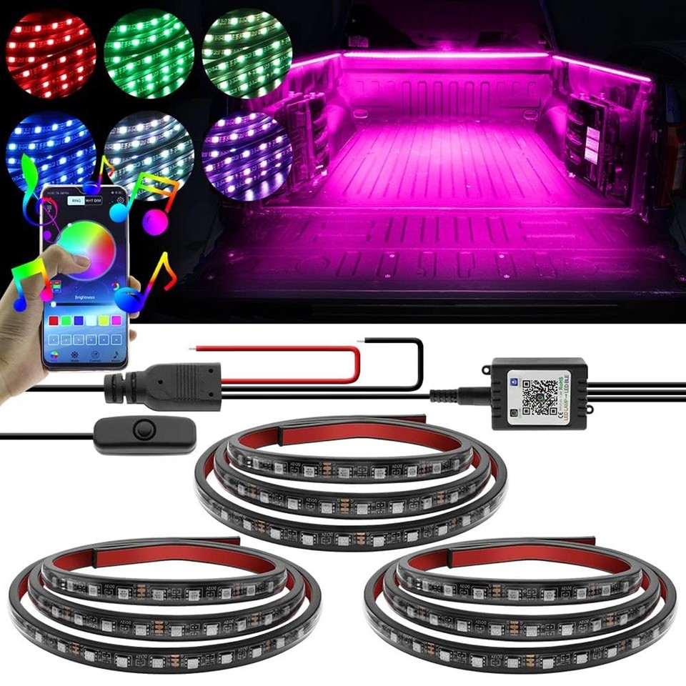 3X 60" LED Truck Bed RGB Cargo Light Strip Kit for Car Pickup Trucks ...