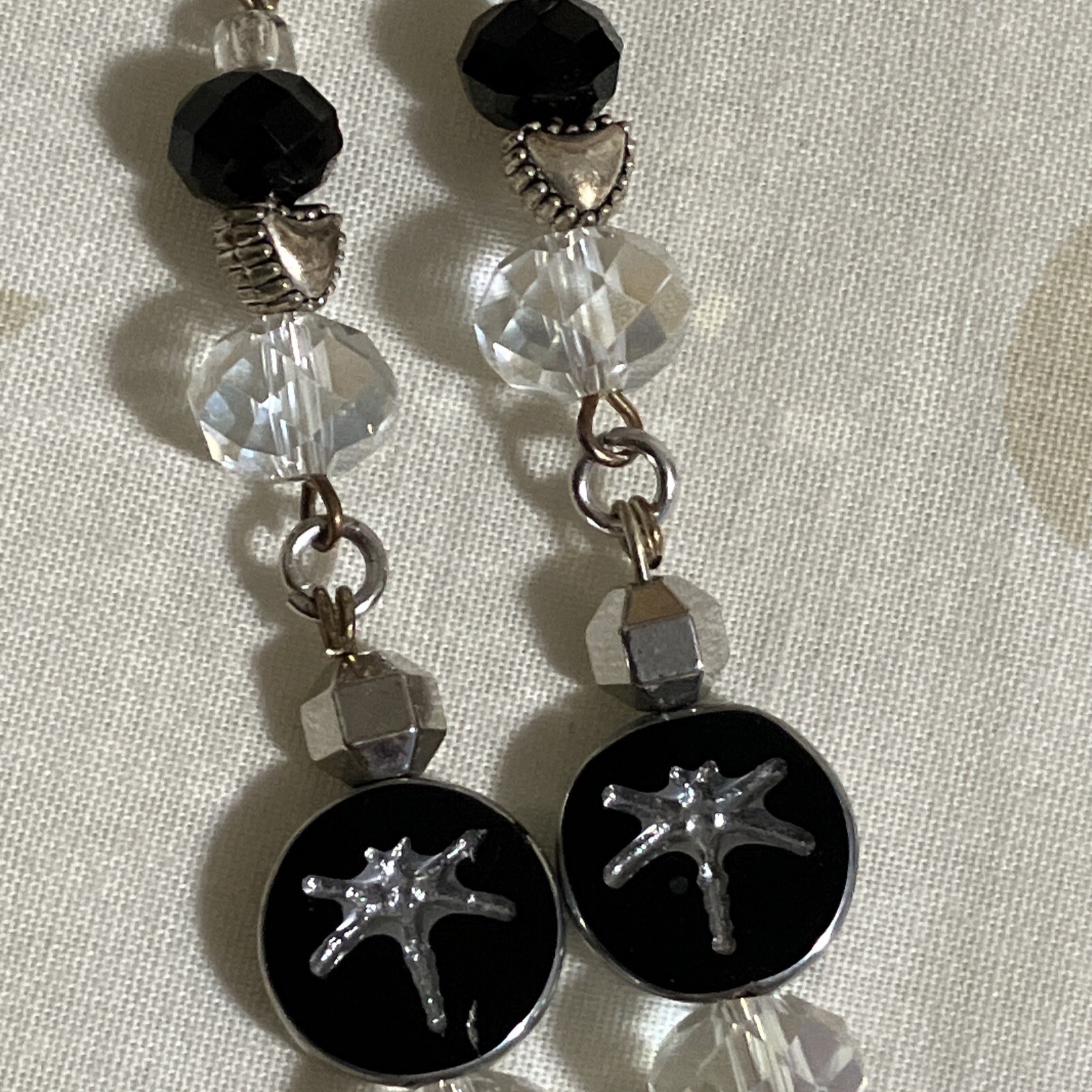 VTG Crystal Glass Black Onyx DRAGONFLIES Double Sided Necklace & Earrings Set | eBay